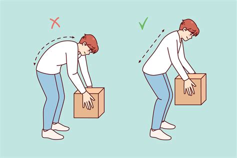 Correct Technique Of Lifting Heavy Packages Man Lift Box Wrong And Right Back Health Safety