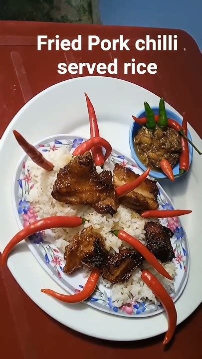 Fried Pork Chilli Served With Steam Rice បាយសាច់ជ្រូក Food Cooking