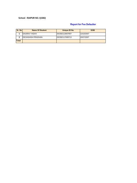 Rpt Class Fee Defaulter Pdf