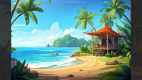 Background Stylized Beach 1 In 2d Assets Ue Marketplace
