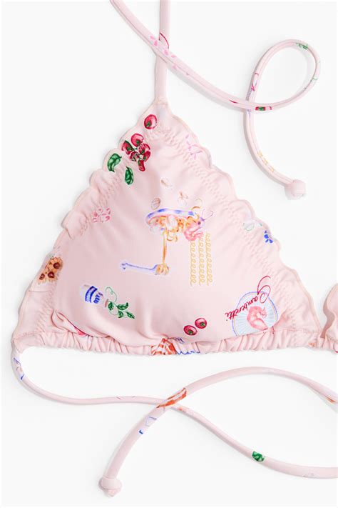 Padded Triangle Bikini Top Light Pinkpatterned Ladies Handm Ie