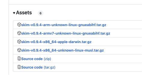 Since V No Asset Is Released In Github Releases Issue Skim Rs Skim Github