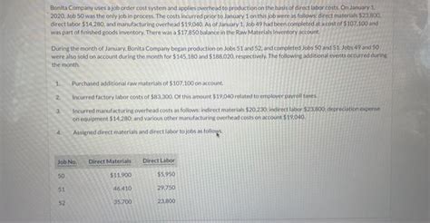 Solved Open Job Cost Sheets For Jobs 5051 And 52 Enter