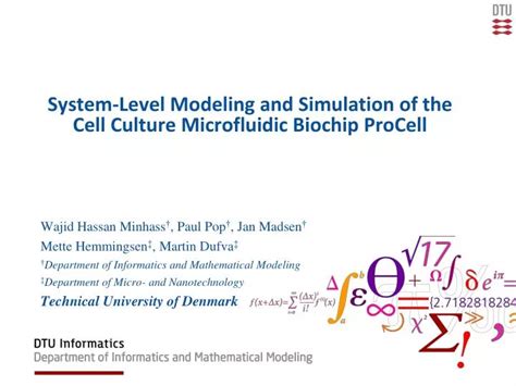 Ppt System Level Modeling And Simulation Of The Cell Culture Microfluidic Biochip Procell