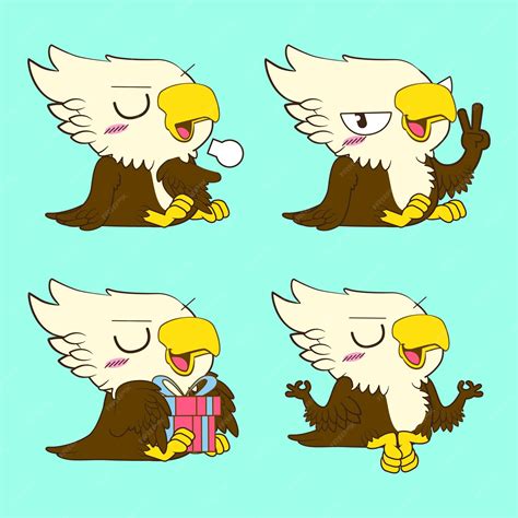 귀여운 독수리 벡터 일러스트 레이 션 프리미엄 벡터