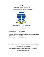 TUGAS 3 MKDK4002 Docx TUGAS 3 LAPORAN HASIL OBSERVASI PERKEMBANGAN
