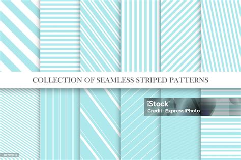청록색 색상의 귀여운 원활한 줄무늬 패턴의 컬렉션입니다 섬세 한 기하학적 반복 배경 가리기에 대한 스톡 벡터 아트 및 기타 이미지 가리기 개념 개체 그룹 Istock