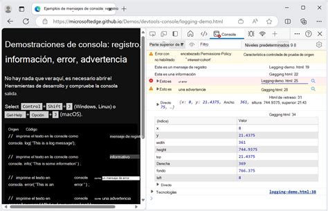 Información General Sobre La Consola Microsoft Edge Developer Documentation Microsoft Learn