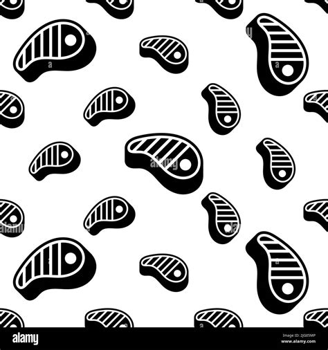 Steak Icon Seamless Pattern Meat Sliced Parallel To The Fibers Vector