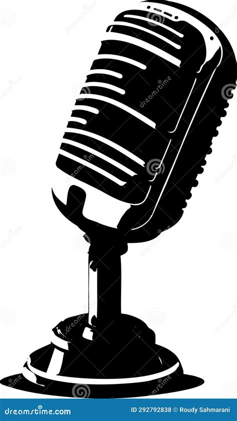Mic Black Outline Illustration Vector Stock Vector Illustration Of
