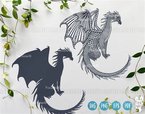 Diseño de dragón svg para Cricut y Silhouette dragón sentado svg