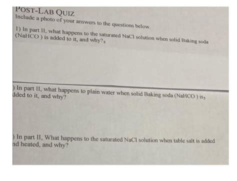Solved POST LAB QUIZ Include A Photo Of Your Answers To The Chegg