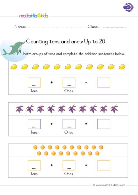 Counting Tens And Ones First Grade Math Worksheets Printable Math Worksheets 1st Grade
