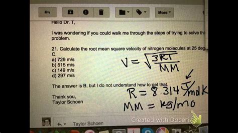Root Mean Square Velocity Youtube