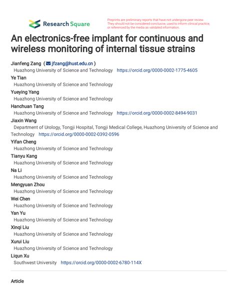 Pdf An Electronics Free Implant For Continuous And Wireless