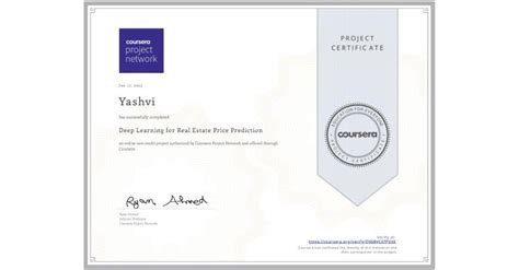 Completion Certificate For Deep Learning For Real Estate Price Prediction Yashvi Hooda
