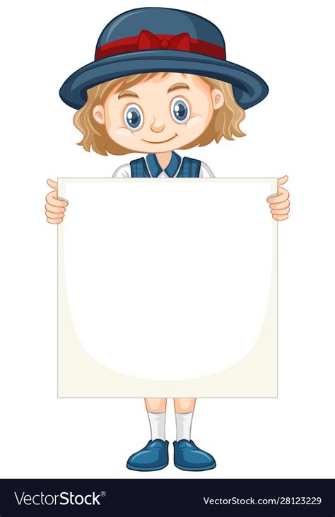 One Happy Girl With Blank Board Royalty Free Vector Image