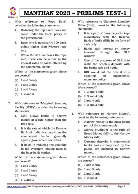 Sunya IAS GS Manthan PT 18 Test Series English For Prelims 2023