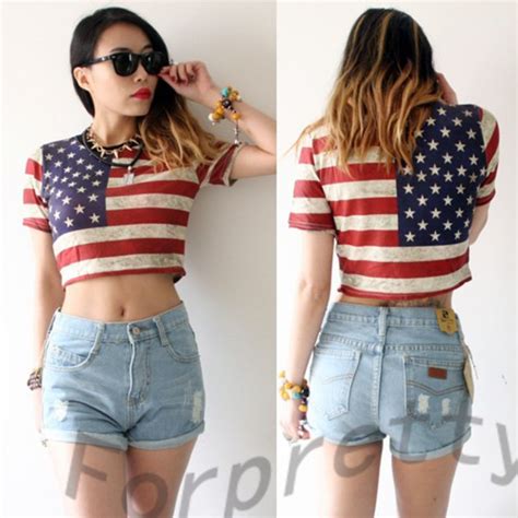 Sexy Belly Maple Leaf Skull Rose Print Bare Midriff Crop Short Tee T