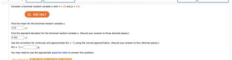 Solved Consider A Binomial Random Variable X With N23 And