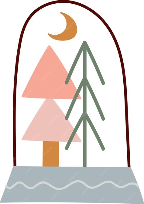 Premium Vector Christmas Snow Globe With Trees