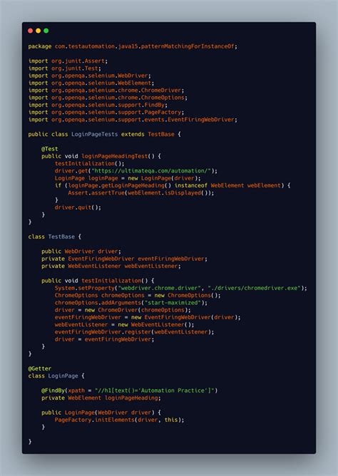 what your automation code will look like with the latest java15