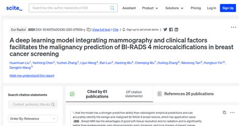 [citation Report] A Deep Learning Model Integrating Mammography And Clinical Factors Facilitates