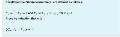 solved recall that the fibonacci numbers are defined as