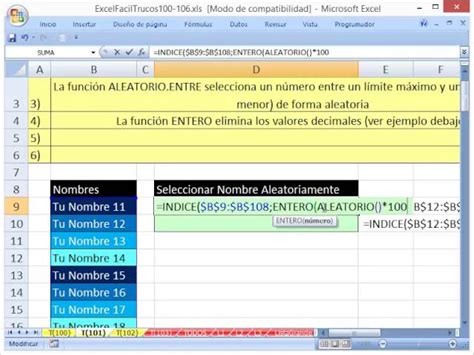 ¿cómo Seleccionar Nombres Aleatorios De Una Lista En Excel