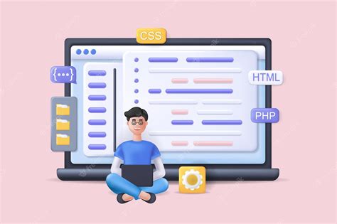 Premium Vector Realistic Concept Of Programming Scene Without People