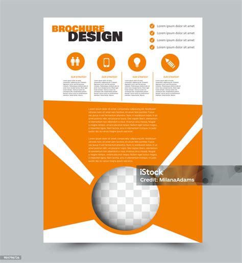 비즈니스 전단지 서식 파일 A4 크기입니다 브로셔 디자인입니다 연례 보고서 커버입니다 벡터 일러스트입니다 오렌지 색입니다 0명에 대한 스톡 벡터 아트 및 기타 이미지