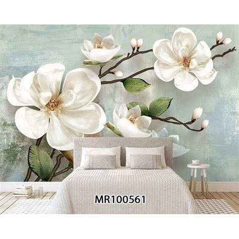 Jual WALLPAPER D DINDING PHOTOWALL MURAL BUNGA BESAR PUTIH ELEGANT MODERN Shopee Indonesia