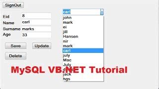 Select Insert Update And Delete Operation In Vb Net And Mysql