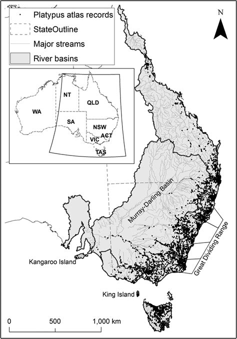 Distribution Of The Platypus Ornithorhynchus Anatinus Based On