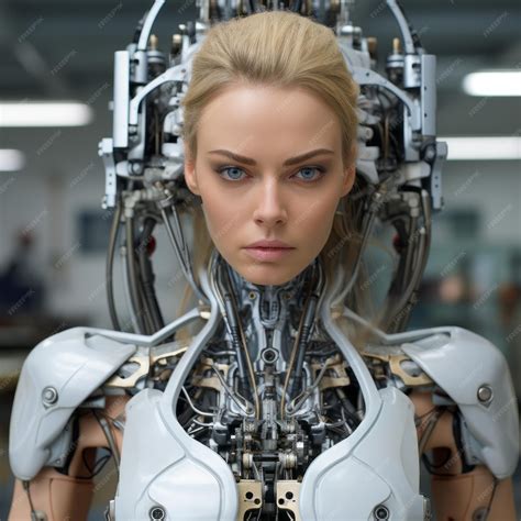 Premium Photo A Woman Wearing A Robot Suit In A Factory