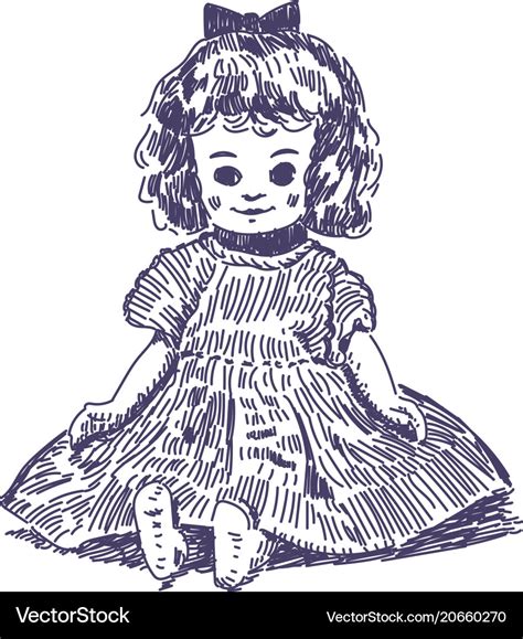Doll Hand Drawn Royalty Free Vector Image Vectorstock