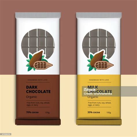 유기농 다크와 밀크 초콜릿 바 디자인입니다 초 코 포장 벡터 이랑 최신 유행 럭셔리 제품 브랜딩 레이블 및 기하학적 패턴 템플릿 초콜릿 바에 대한 스톡 벡터 아트 및 기타