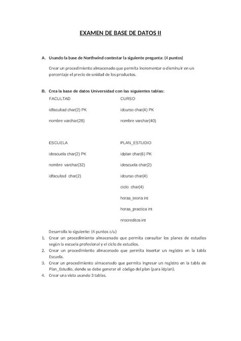 DOC Examen Final De Base De Datos II 2013 1 1 DOKUMEN TIPS