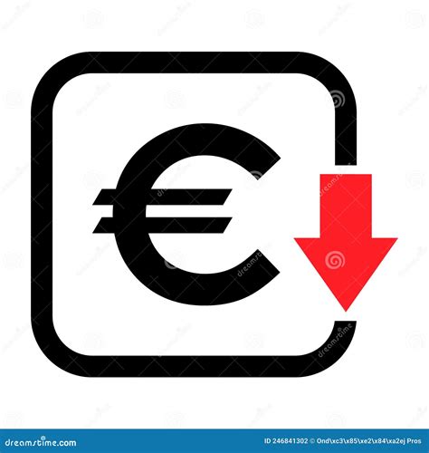 Cost Reduction Decrease Euro Icon Vector Symbol Isolated On Background Stock Vector