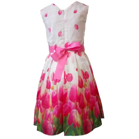 Happy Girls Mädchen festliches Kleid Abendkleid Blumen weiß pink
