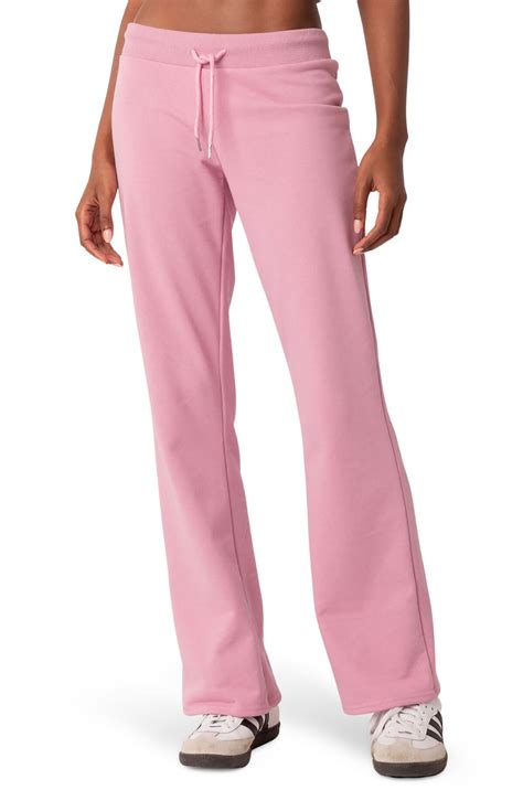 Buy Edikted Malibu Low Rise Flare Sweatpants Pink At 24 Off