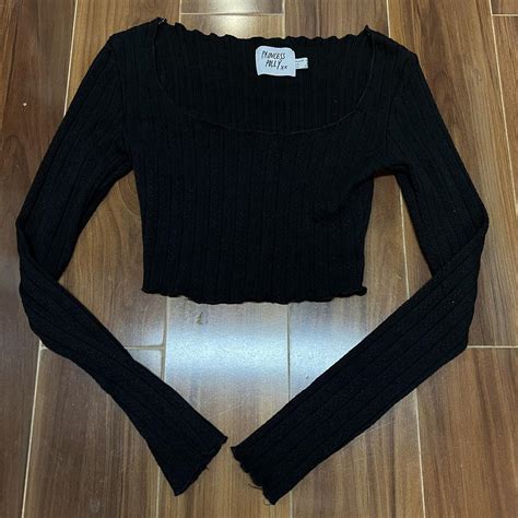 Princess Polly Black Crop Top Size US But Very Depop