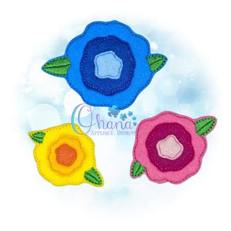 Flower Feltie Embroidery Design Ohana Applique Designs