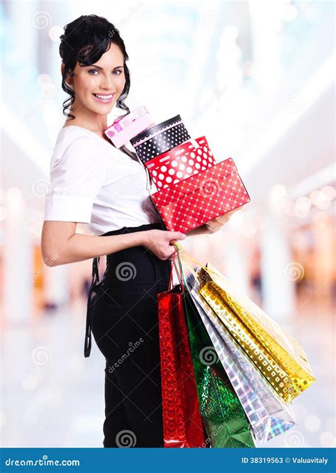 Woman With Color Shopping Bags And Boxes Stock Image Image Of Female