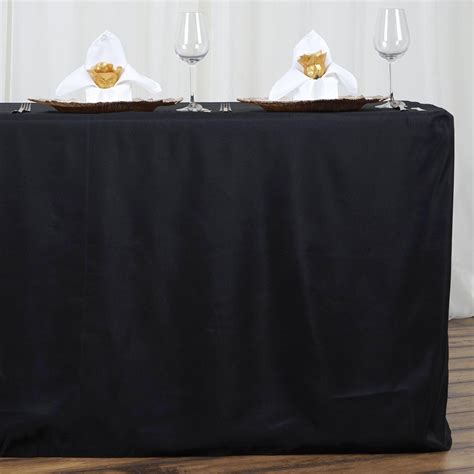 Buy 6ft Black Fitted Polyester Rectangular Table Cover Pack Of 1
