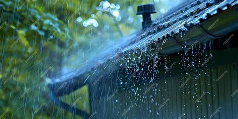 Closeup Of Rain Spout On House Directing Water Off The Roof Concept