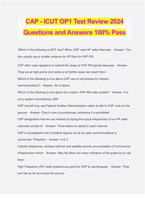 Cap Icut Op1 Test Review 2024 Questions And Answers 100 Pass Civil Air Patrol Stuvia Us