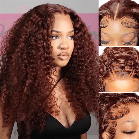 Julia Hair Bye Bye Knots 7x5 Reddish Brown Curly Wig