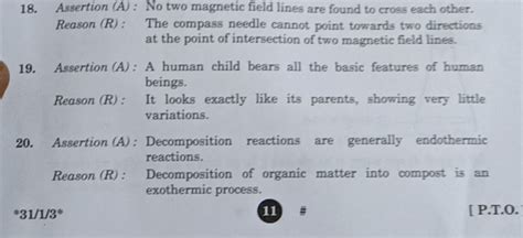 Assertion A No Two Magnetic Field Lines Are Found To Cross Each Other
