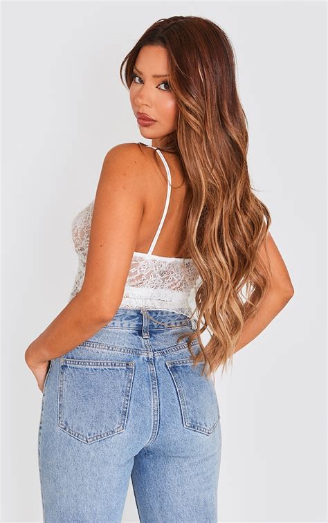 White Lace Detail Cami Tops Prettylittlething Usa